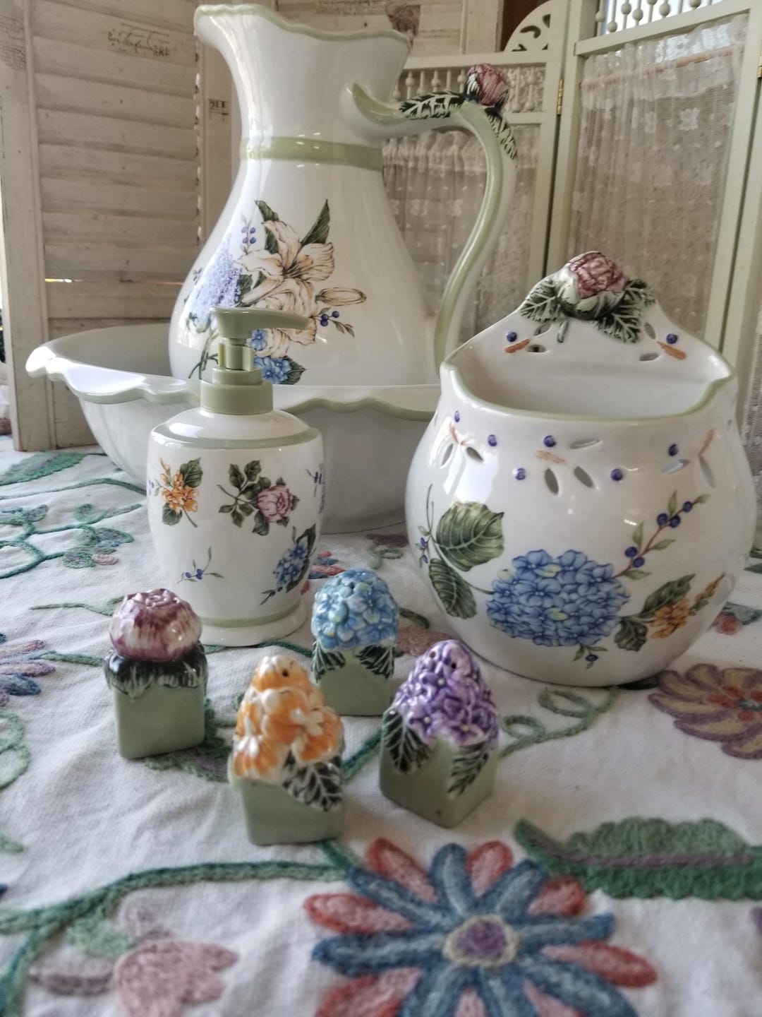 Beautiful Princess House Vintage Garden Pitcher and Bowl Set. Pastel ...