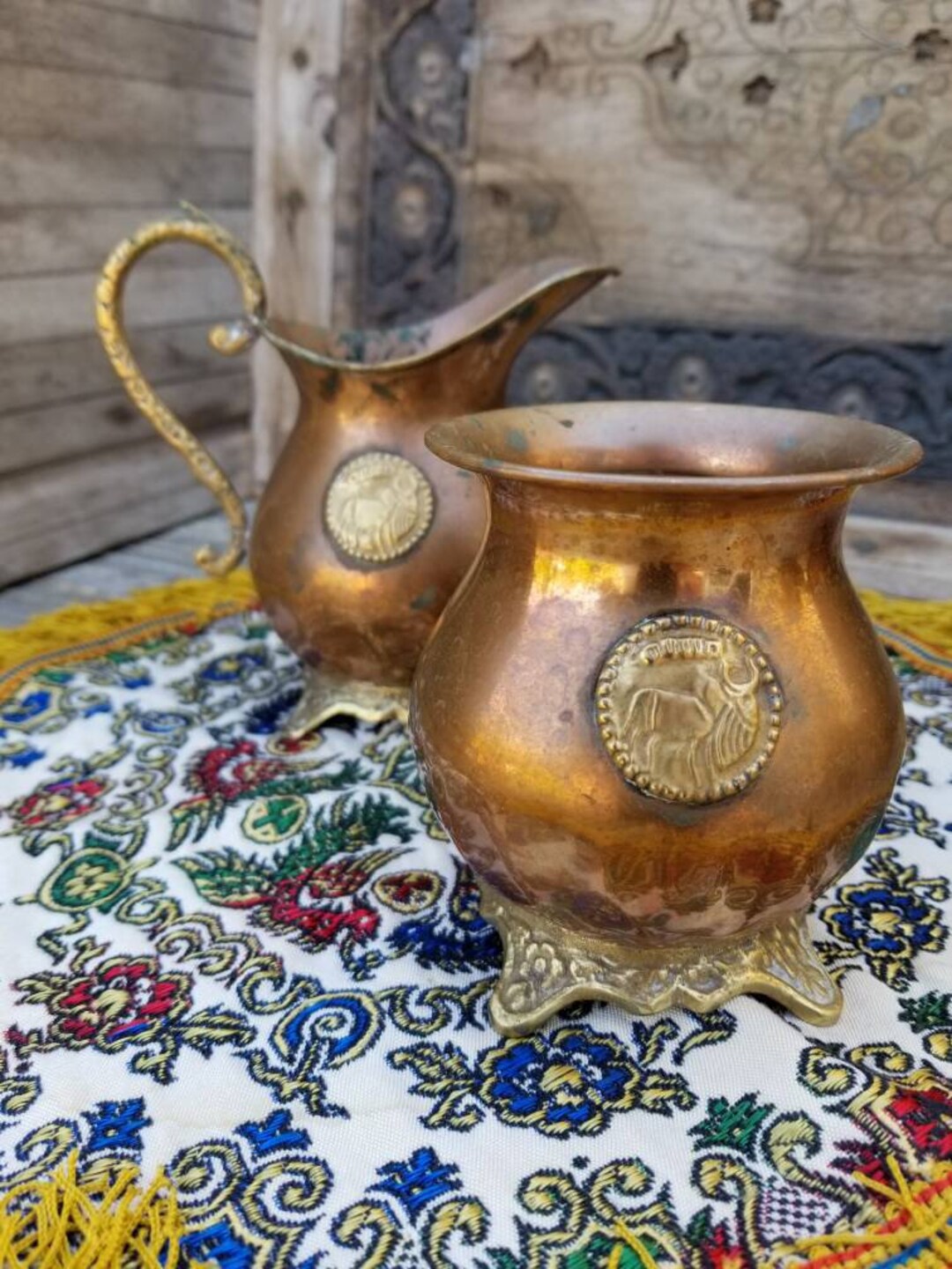 Extraordinary Set of Beautiful Rustic Moroccan Gazelle Copper and Brass ...