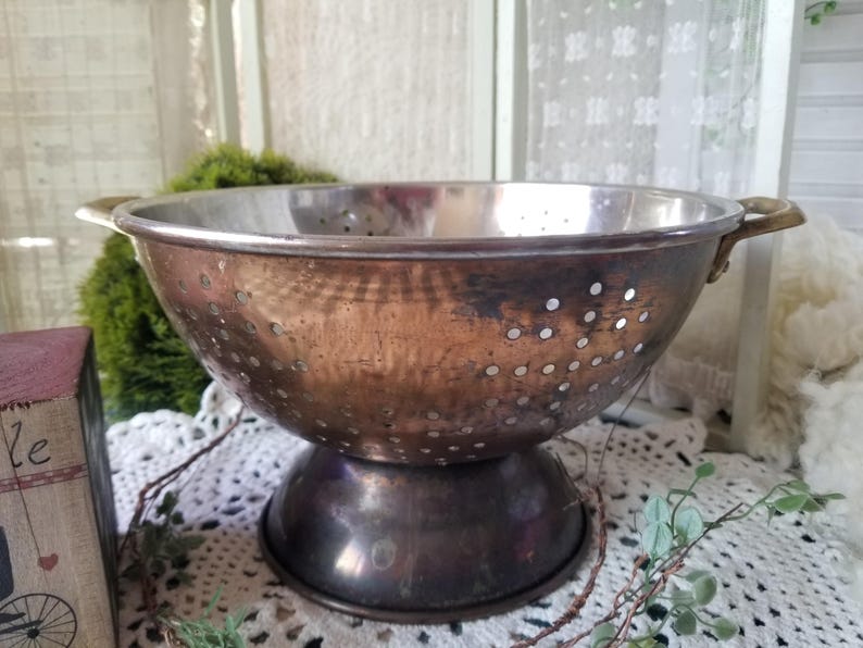 French Country Inspired Copper and Brass Colanders. Your Choice of 2 ...
