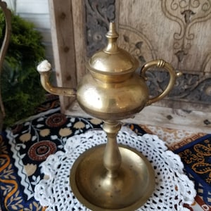 Intriguing Bedouin Inspired Brass Hand Held Oil Lamp. This Small ...