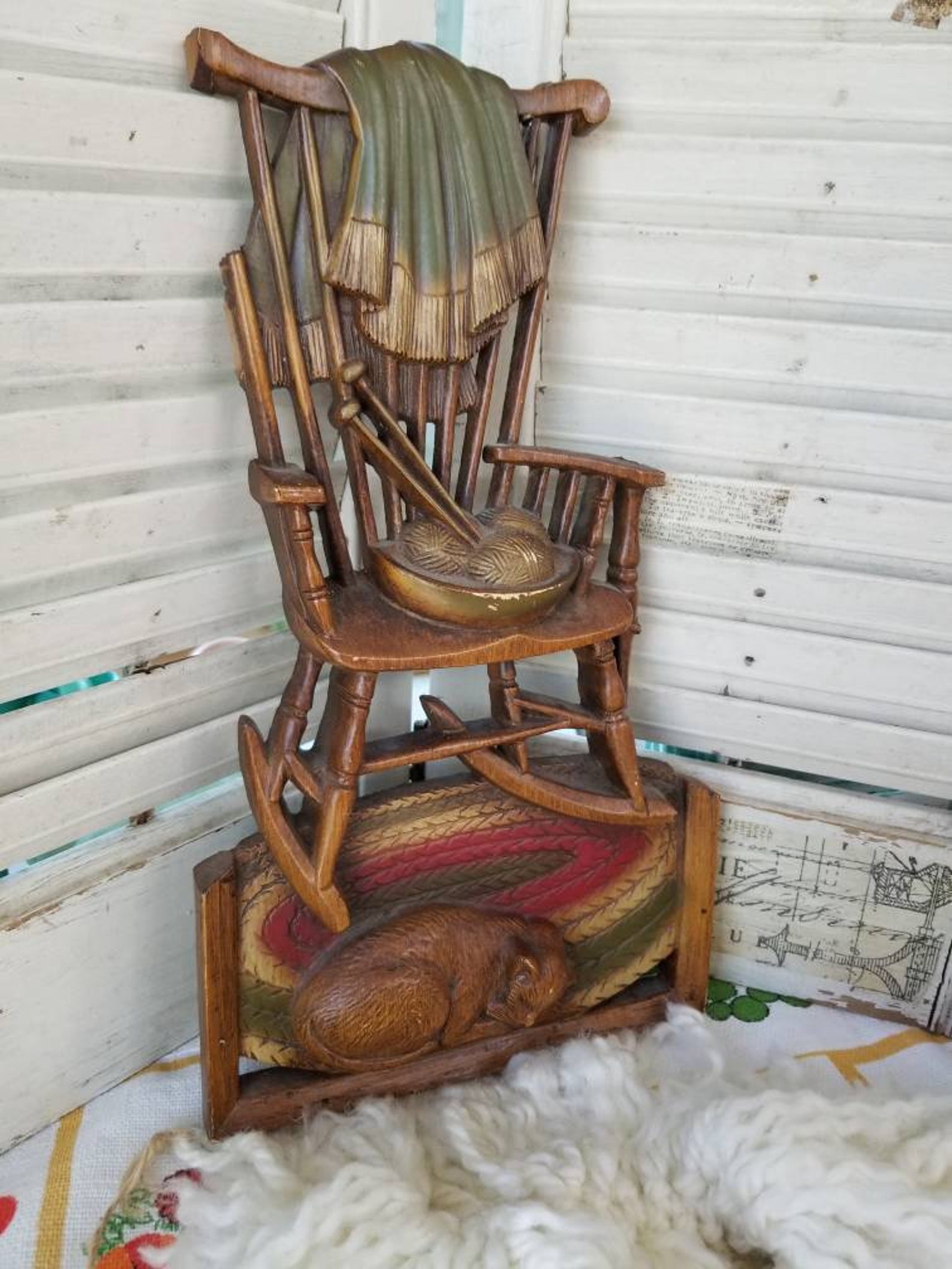 Grandma's Rocking Chair and Her Knitting Project Are - Etsy