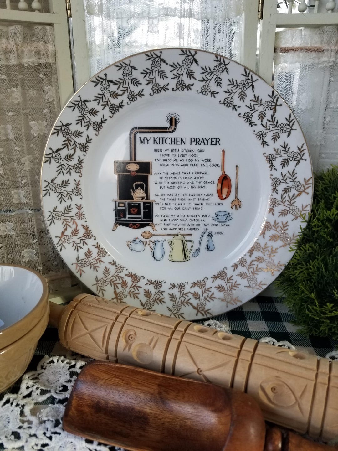 Midcentury Kitchen Prayer Plate. This Fabulous Vintage Hanging Plate ...