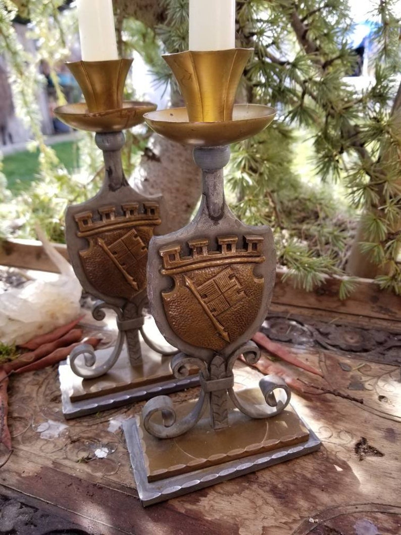 Solid Heavy Iron and Copper Medieval Candlesticks. These - Etsy