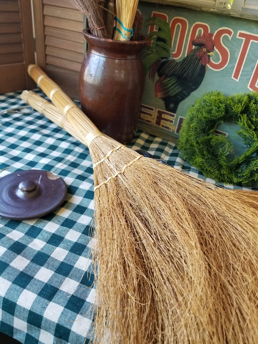 Vintage Provincial Hand Woven Straw Broom. Choose From Either of These ...
