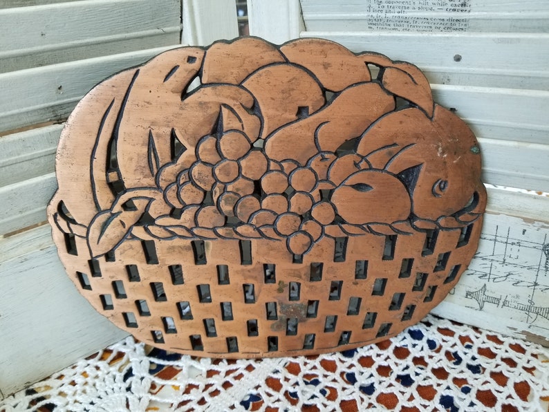 Vintage Rustic 1982 Copper Trivet. This Marble Design Trivet | Etsy