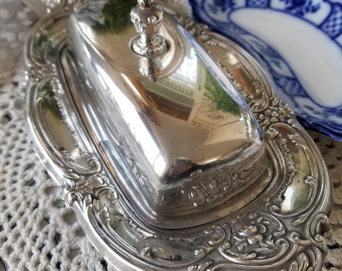 Charming Vintage Silverplate Farmhouse Butter Dish. This Lovely Silver ...