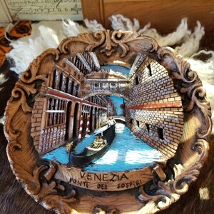 Midcentury Faux Wood Raised Relief Plate Featuring the Venice Canal ...