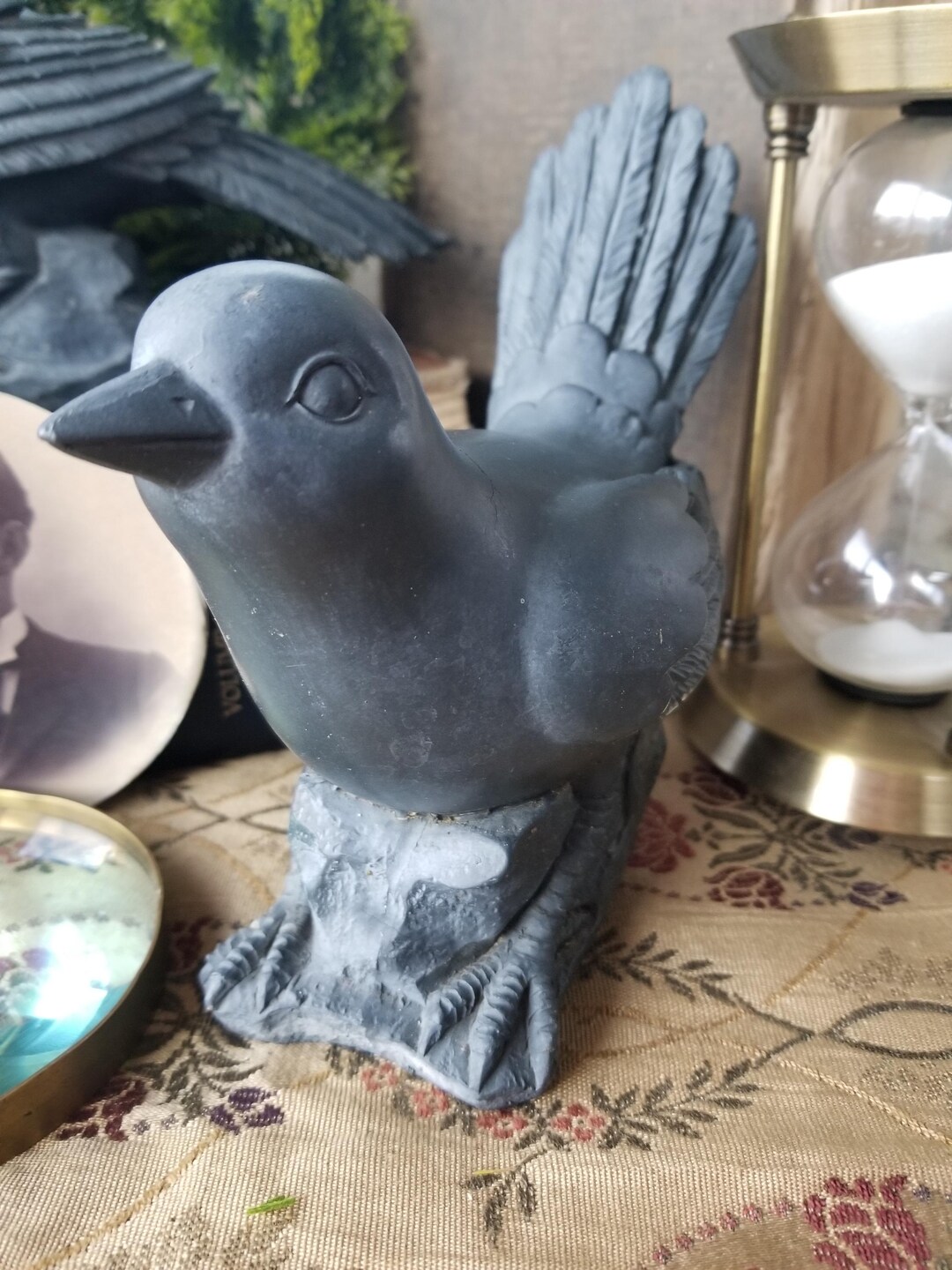 Pair of Delightful Mourning Dove Statues. This Pair of Gunmetal Gray ...