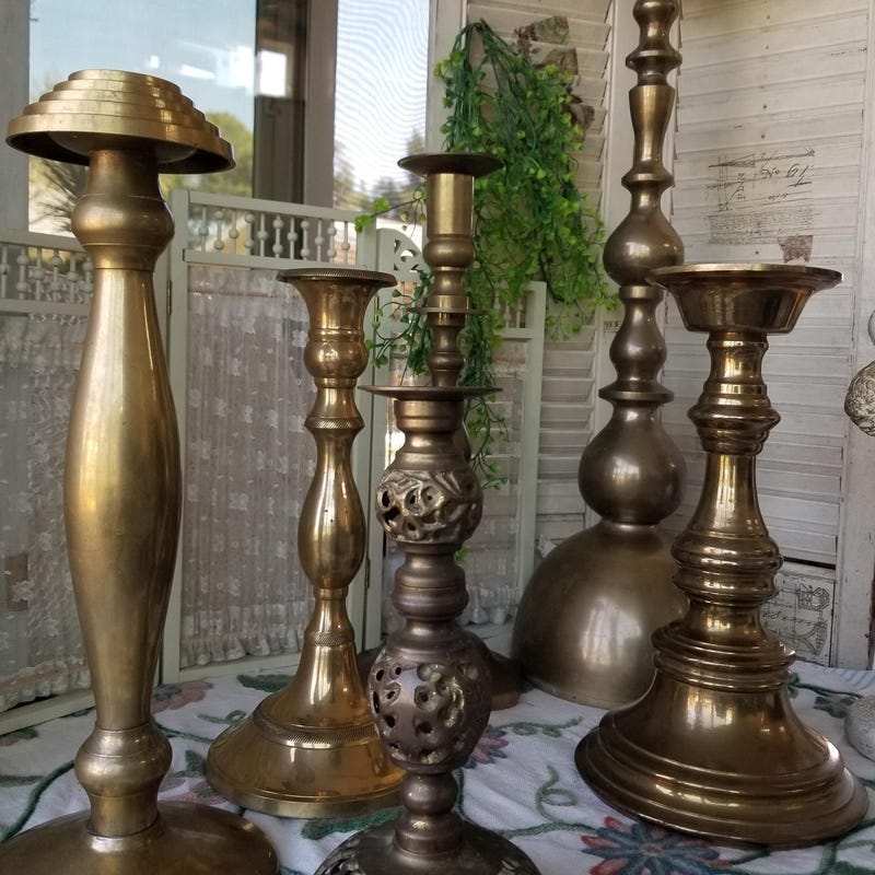 Vintage Italian Brass Candlesticks - Etsy