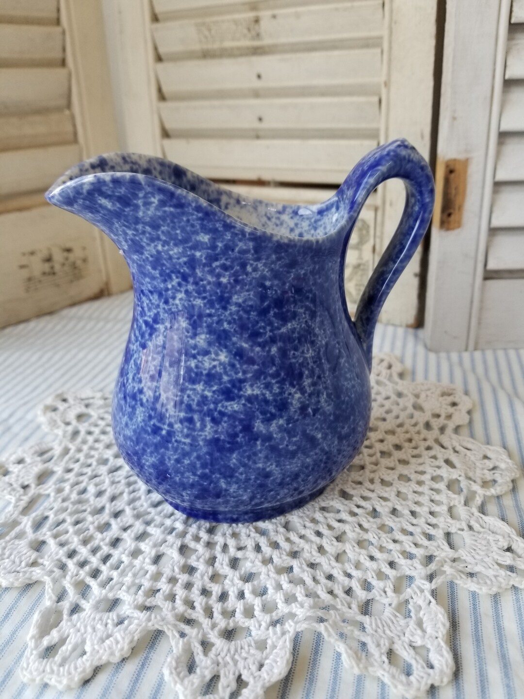 Adorable Little Blue Pottery Pitcher From England. This Small Sweet ...