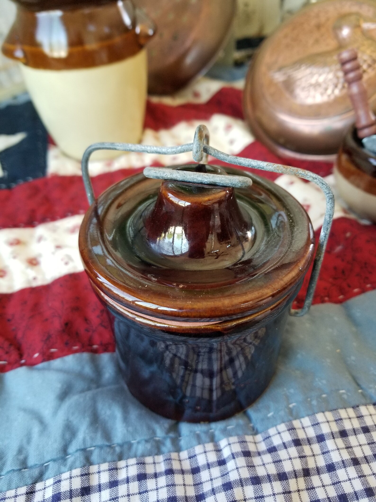 Vintage Brown Stoneware Sourdough Crock. This Small Brown Stoneware ...