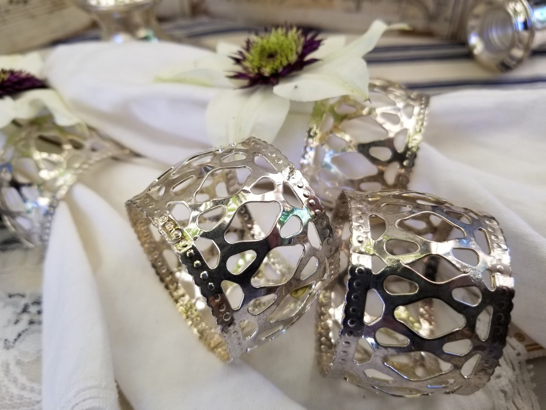 Elegant and Gleaming Silver Napkin Rings. This Set of Four - Etsy