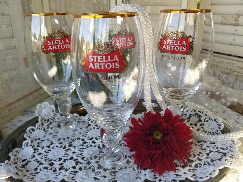 Set of Four Beautiful Large Stella Artois Belgium Beer Chalices. Each ...