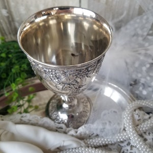 Pair of Enchanting Silverplated Chalices With Grapevines. These Heavy ...