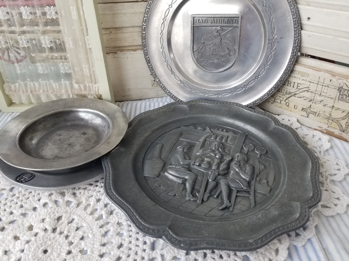 Gothic Inspired Pewter Plate With Images of a Primitive Pub Complete ...