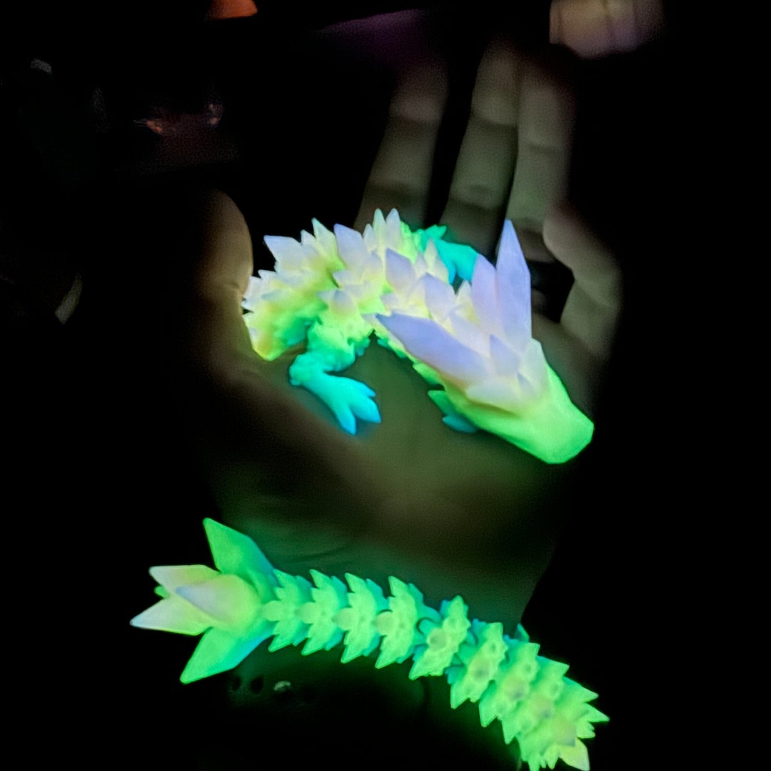 Articulated Glow in the Dark Crystal Dragon, Stress Relief, Fidget ...