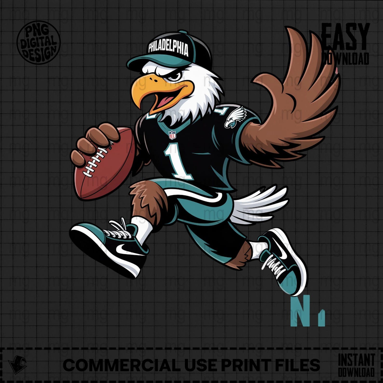 Philadelphia Eagles Mascot Digital Image, Football Art, Sports Download ...