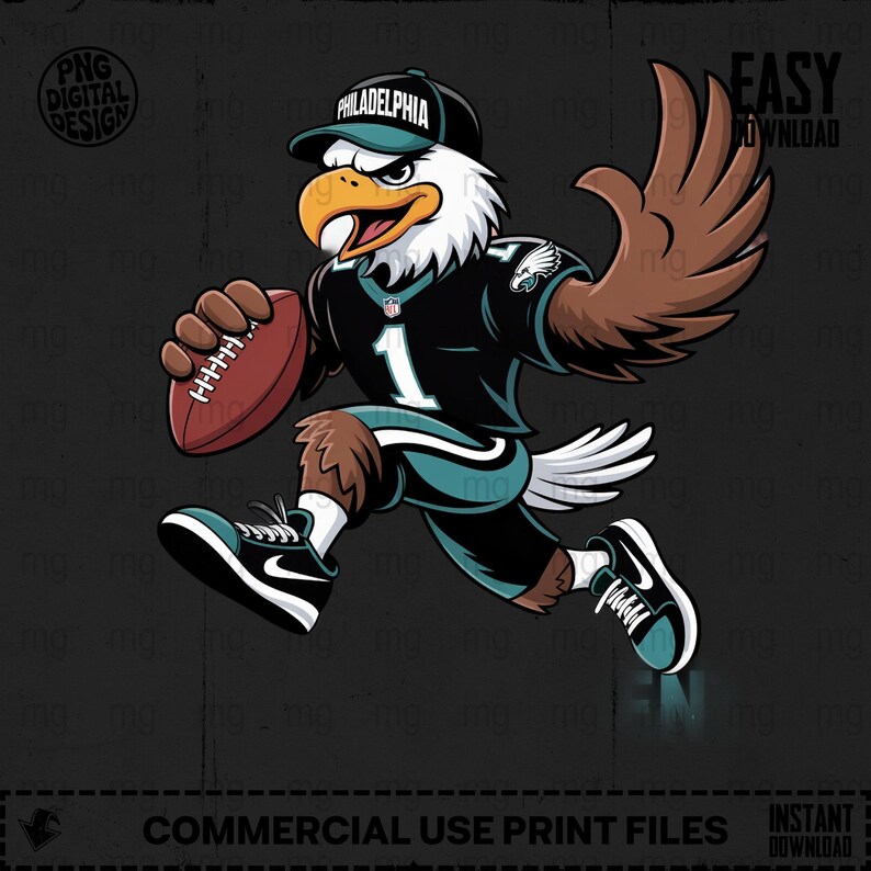 Eagles Football Cartoon, Digital Art, Mascot Illustration, Sport Team ...