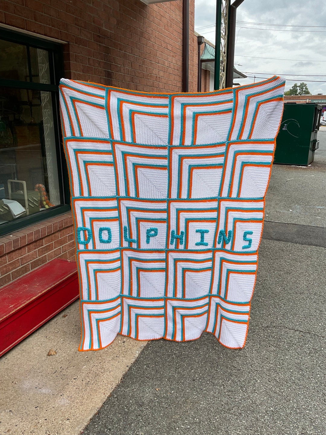 Miami Dolphins Hand Crocheted Knit Blanket, Vintage NFL Blanket - Etsy