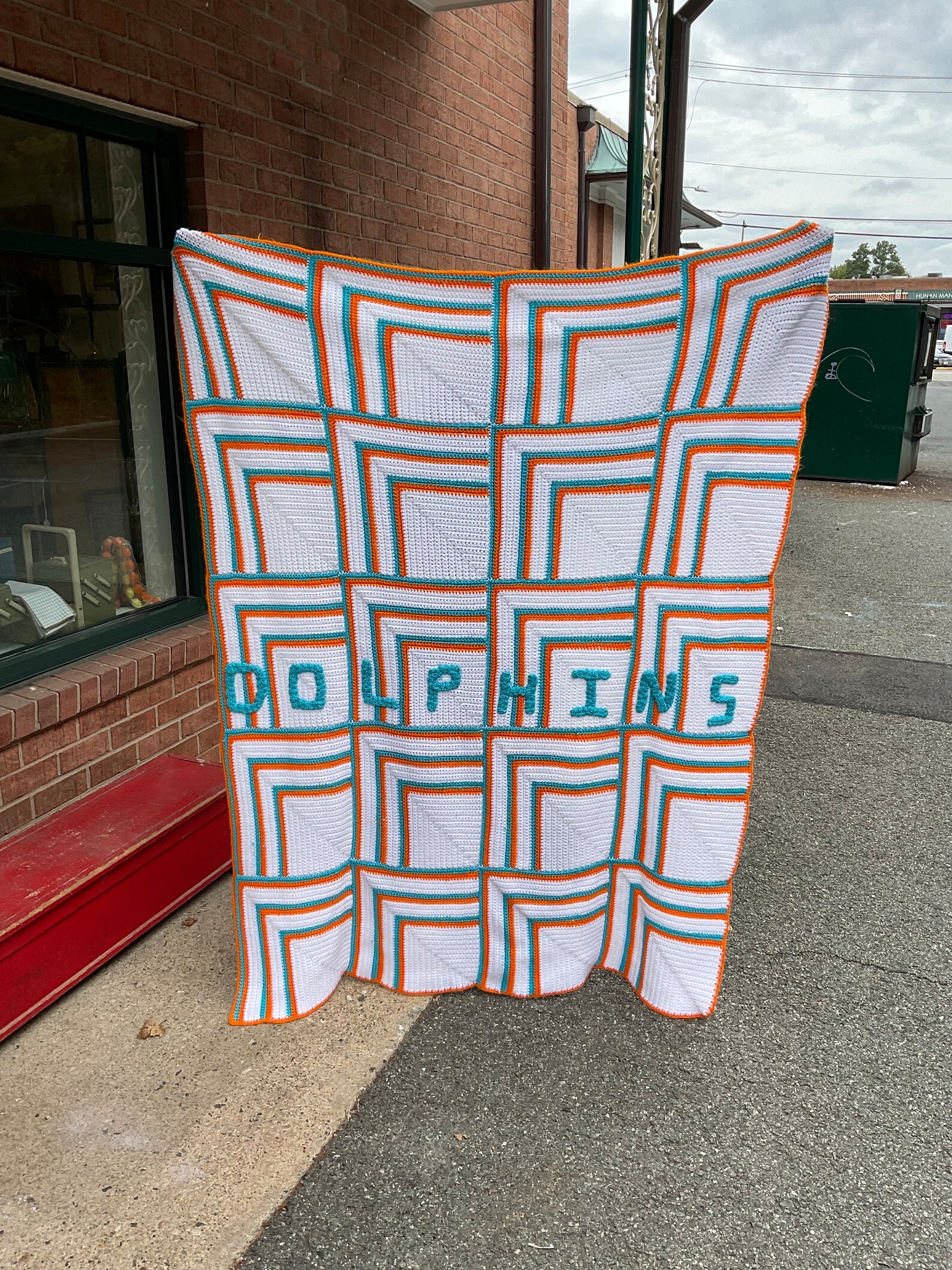 Miami Dolphins Hand Crocheted Knit Blanket, Vintage NFL Blanket - Etsy