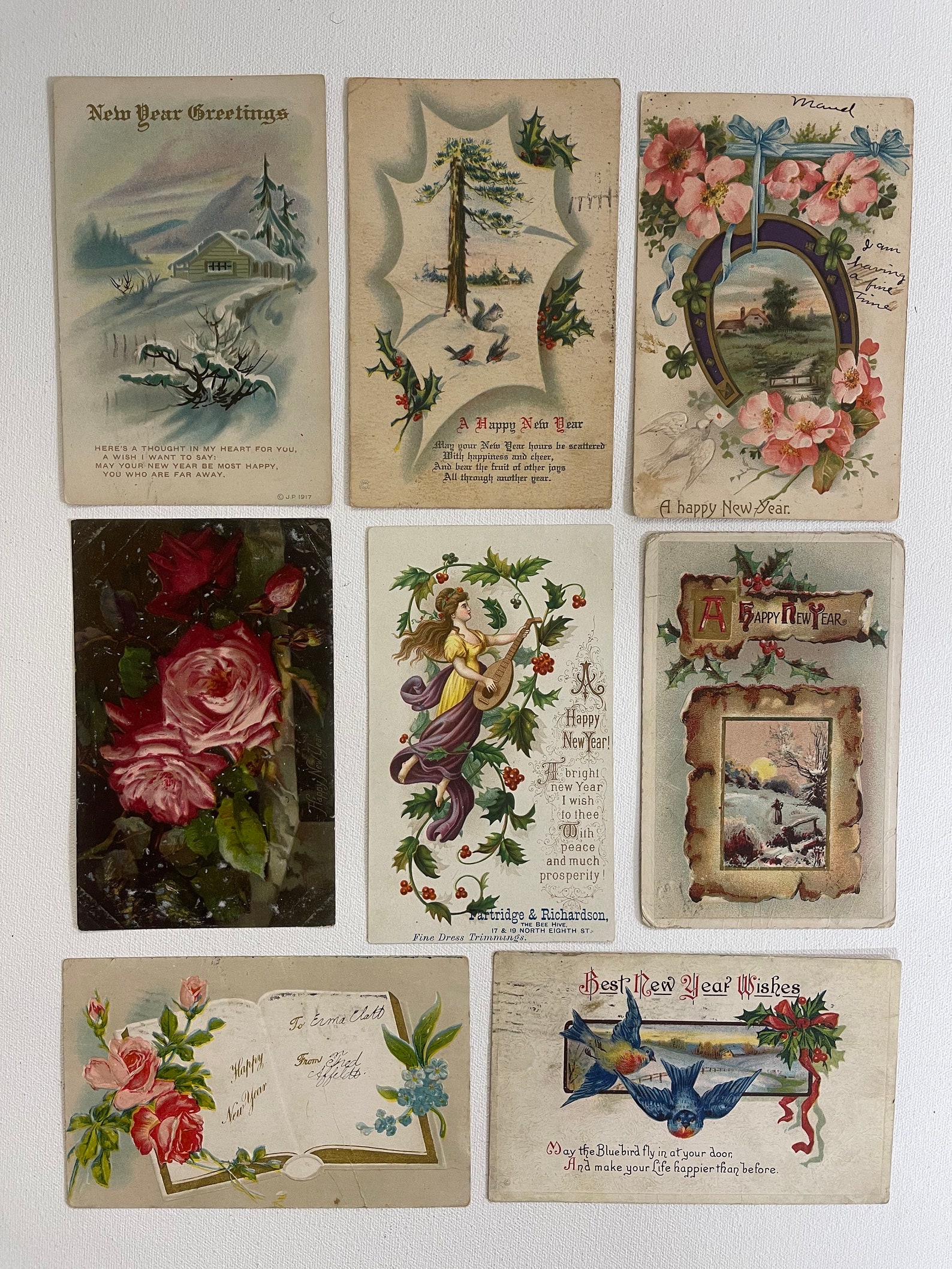 Antique New Years Postcards, Set of 10 Vintage Postcards - Etsy