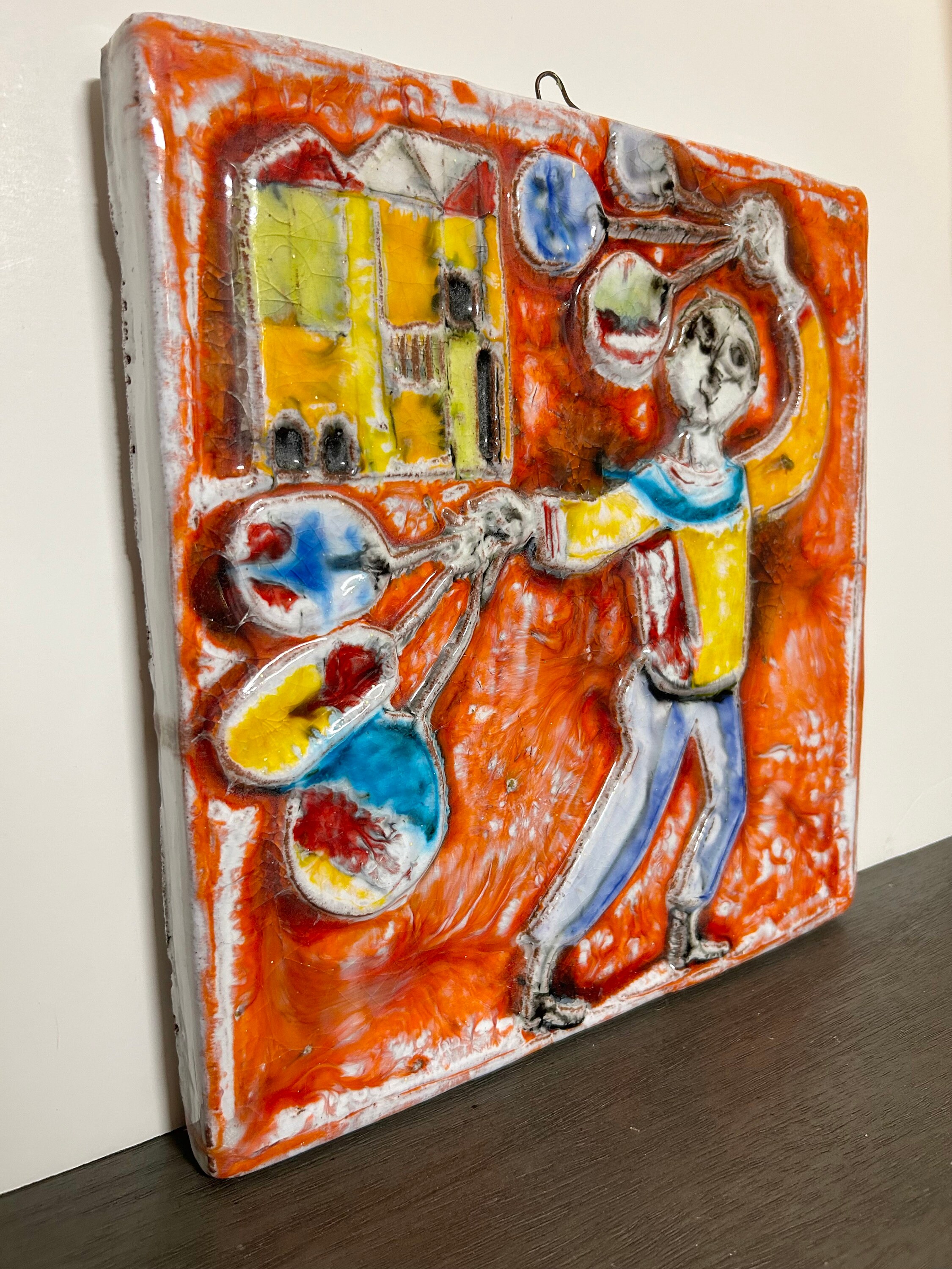 Early Giovanni Desimone Wall Tile, Ceramic Wall Tile Art, Italian ...