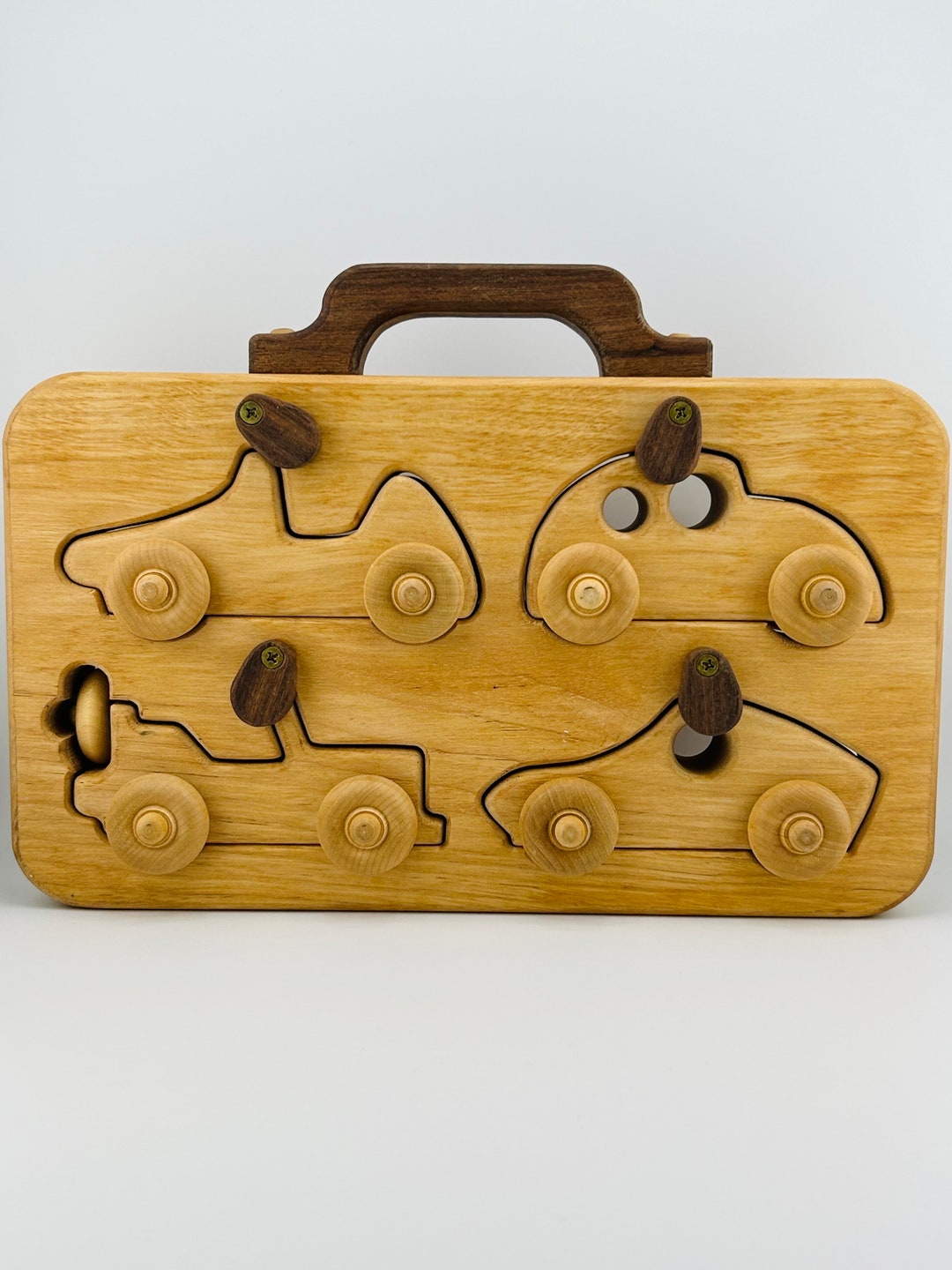 Wooden Car Matching Game With Handle, Montessori Toys, Wooden Toys ...