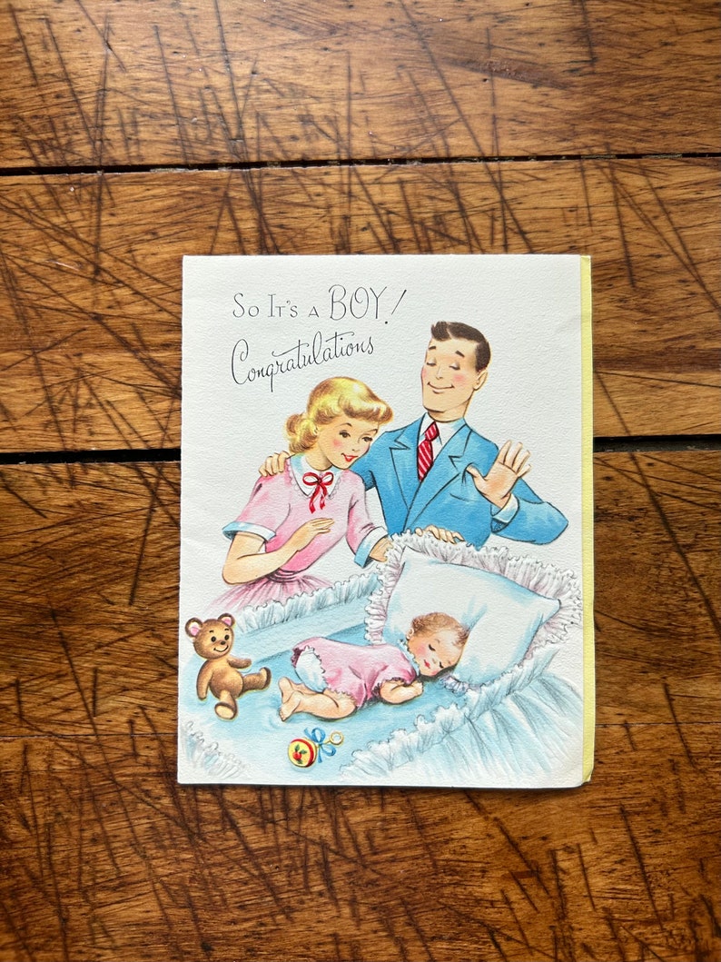 Vintage 1960s 'it's A Boy' Greeting Cards, Set of 4 - Etsy