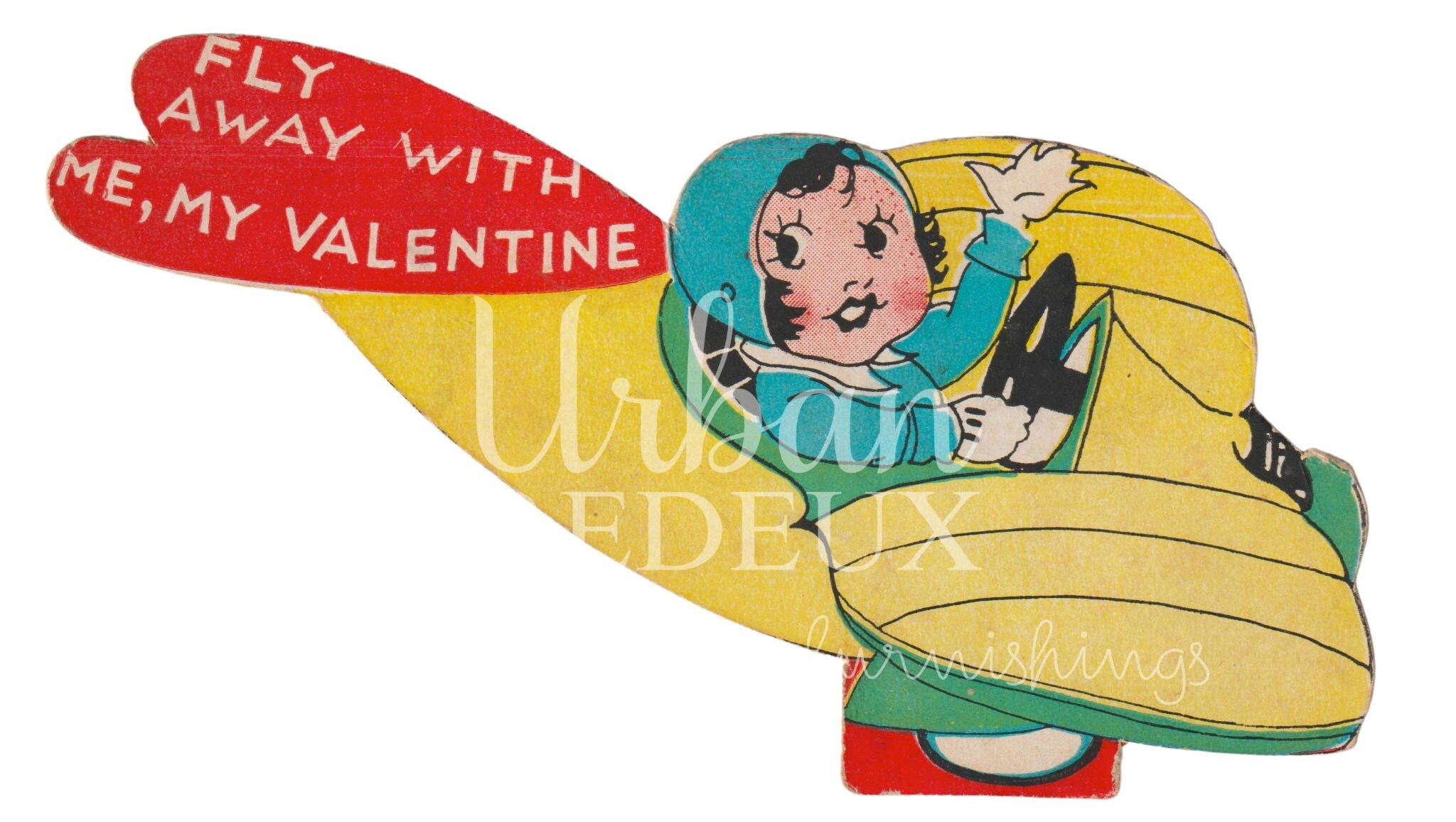 Vintage 1930's Valentines Card, Airplane Pilot Valentines, Antique ...