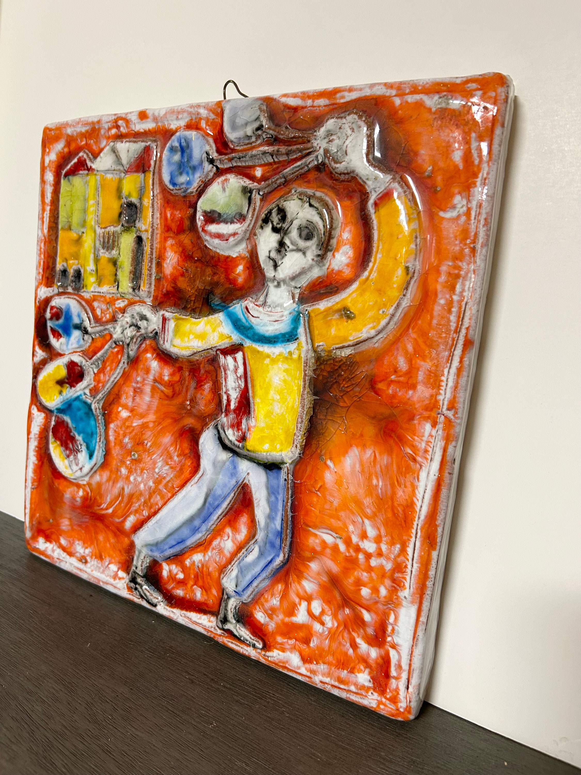 Early Giovanni Desimone Wall Tile, Ceramic Wall Tile Art, Italian ...