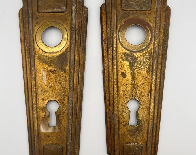 Vintage Art Deco/nouveau Door Knob Backplates, Pair of Metal Backplates ...