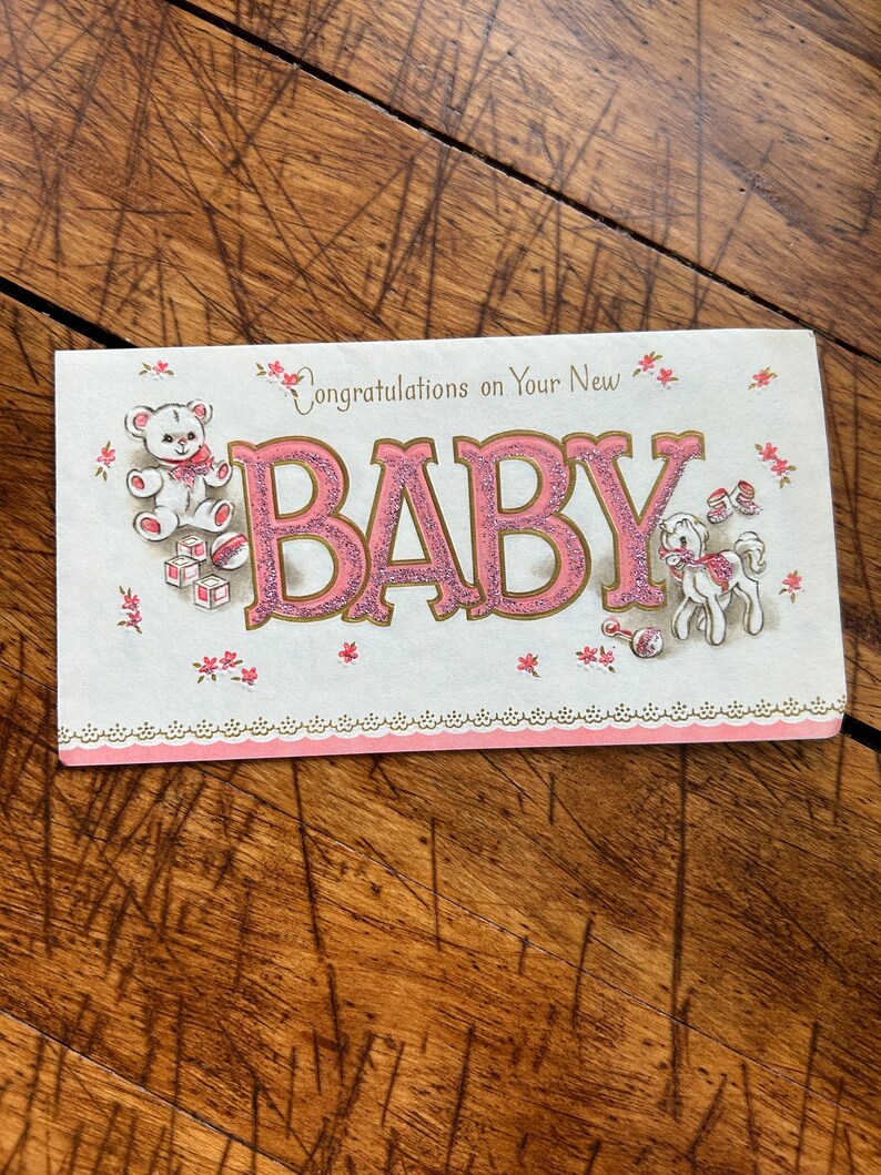 Lot of 5 'new Baby' Congratulation Greeting Cards, Vintage Greeting ...