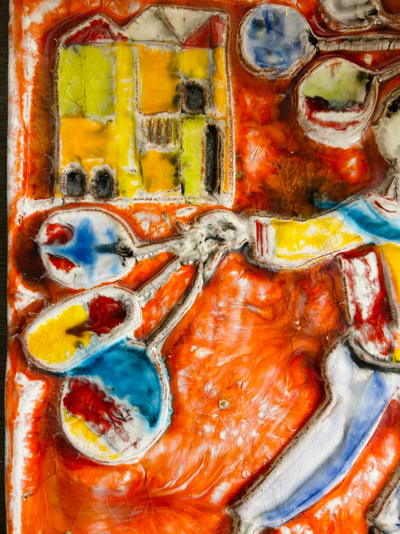 Early Giovanni Desimone Wall Tile, Ceramic Wall Tile Art, Italian ...