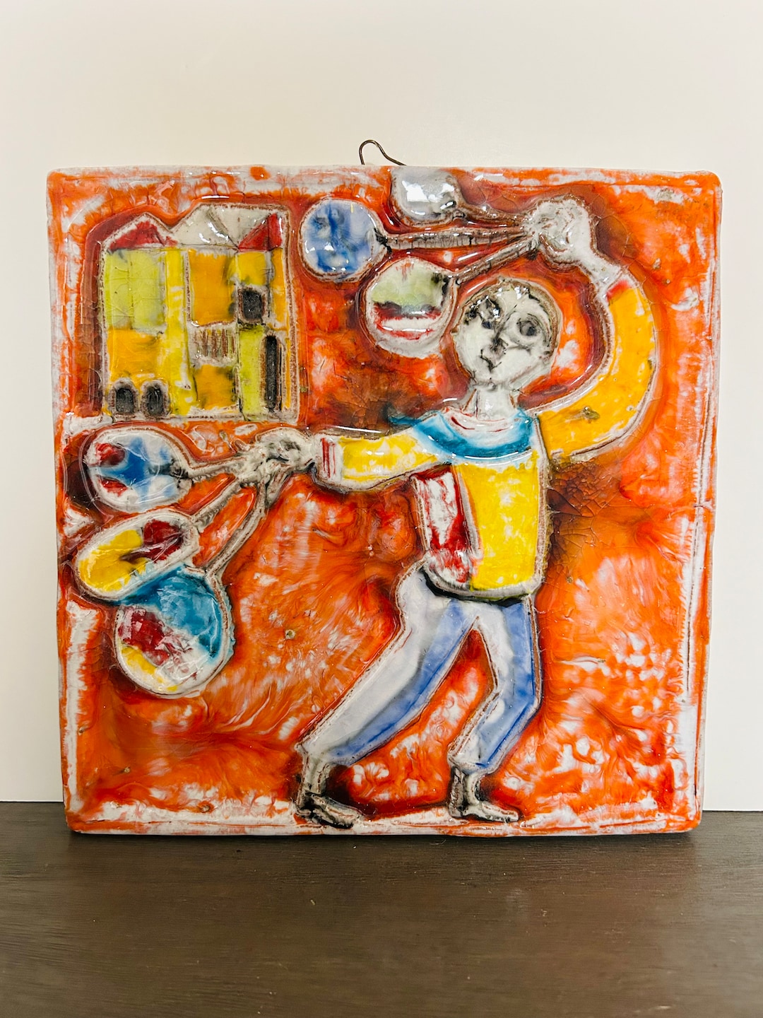 Early Giovanni Desimone Wall Tile, Ceramic Wall Tile Art, Italian ...