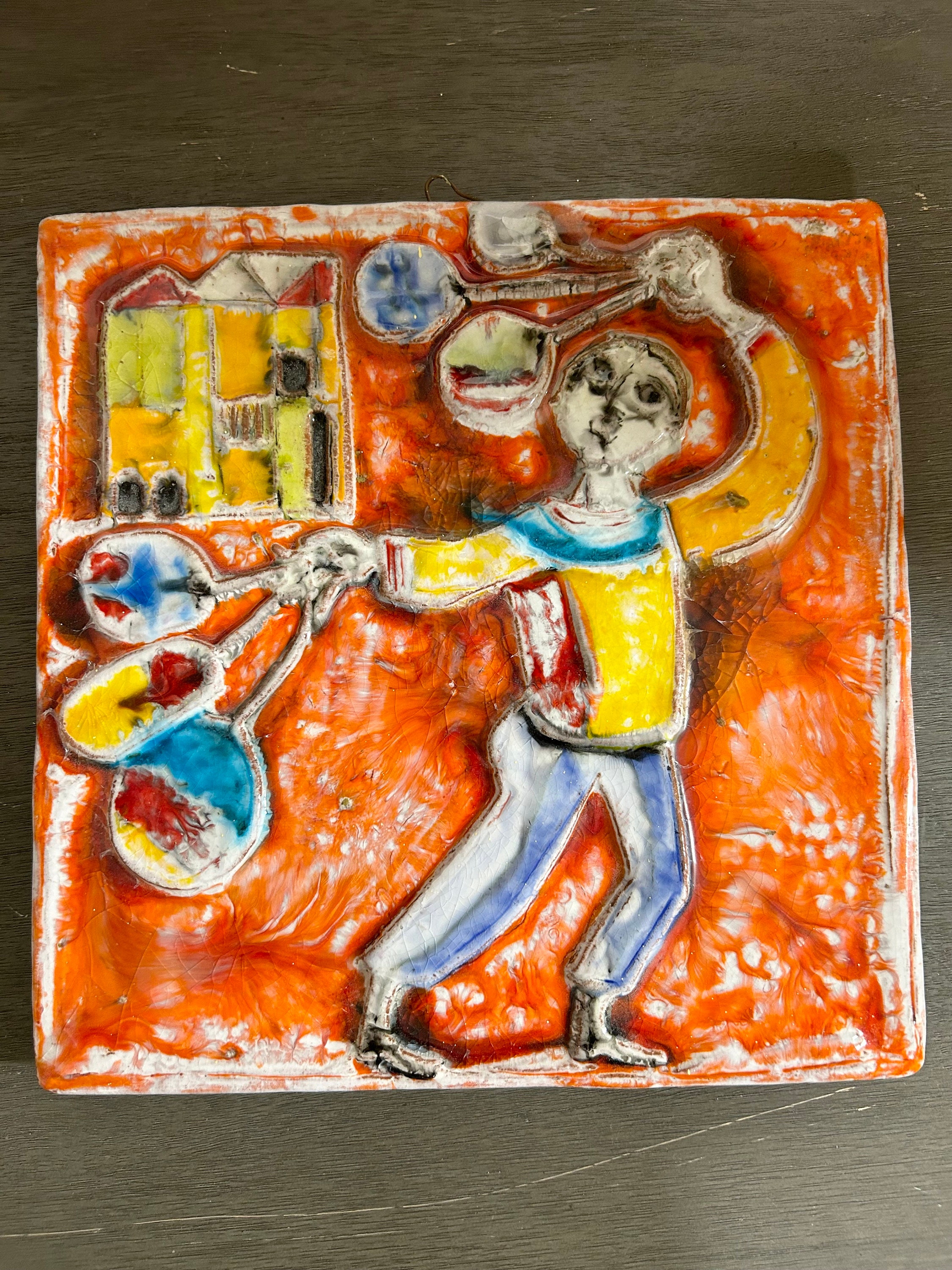 Early Giovanni Desimone Wall Tile, Ceramic Wall Tile Art, Italian ...