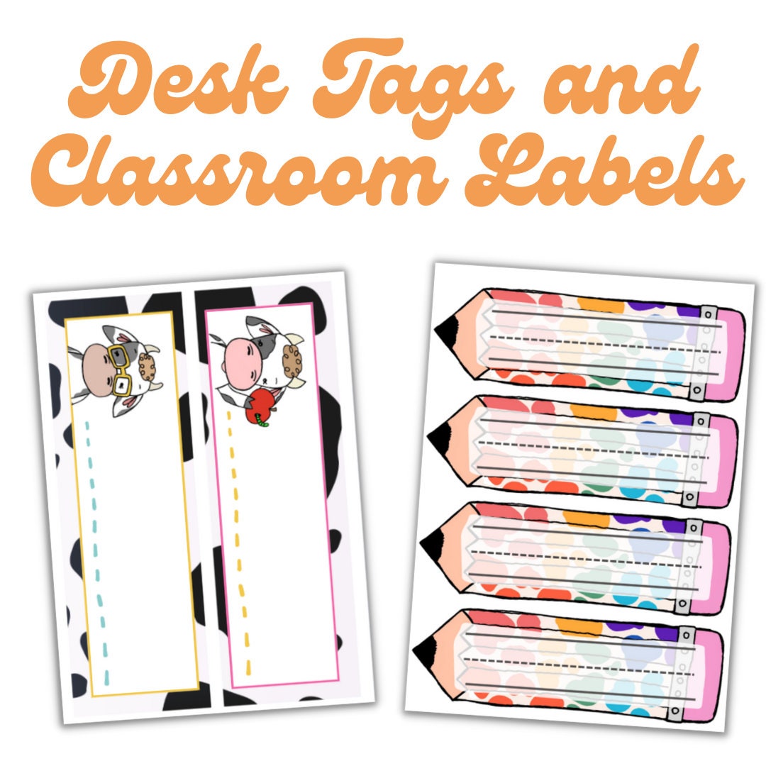 Rainbow Cowprint Classroom Bundle - Etsy