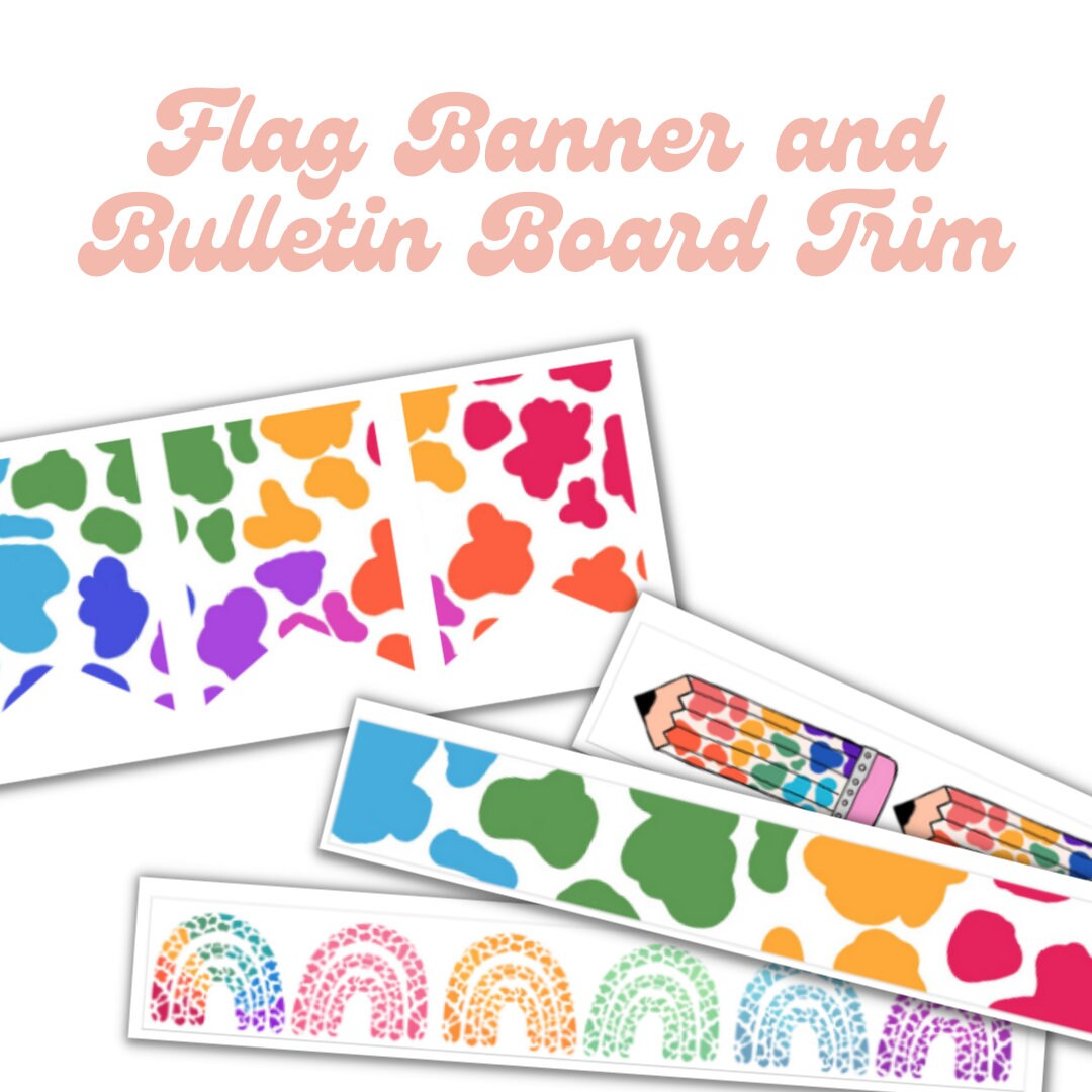 Rainbow Cowprint Classroom Bundle - Etsy