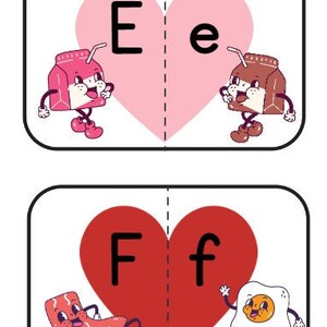 Retro Food Valentine ABC Uppercase/lowercase Matching Cards - Etsy
