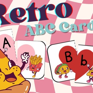 Retro Food Valentine ABC Uppercase/lowercase Matching Cards - Etsy