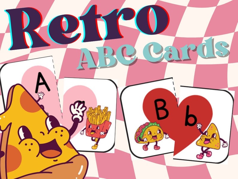 Retro Food Valentine ABC Uppercase/lowercase Matching Cards - Etsy