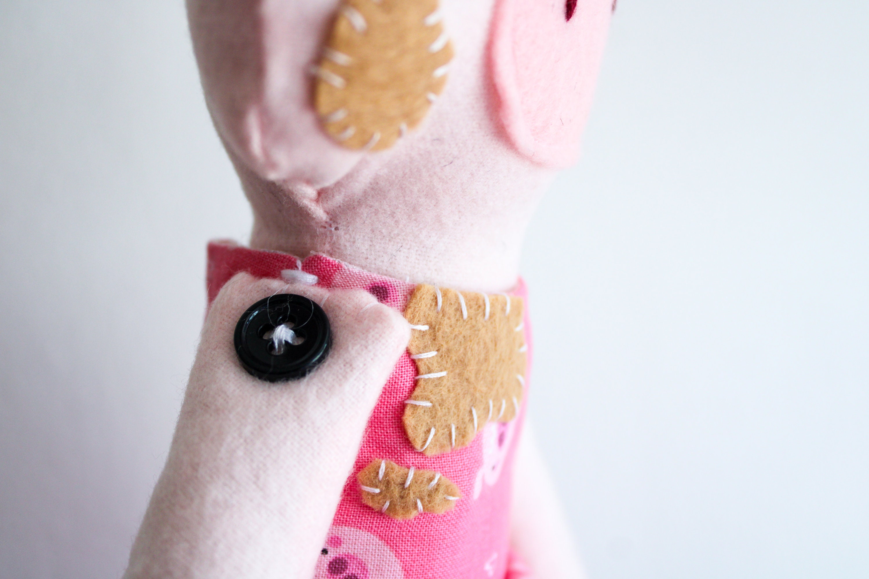 Soft Collectible Piggy Doll With Mud and Cute Pink Dress With Brown ...