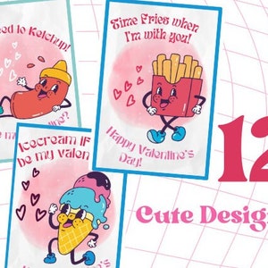 Retro Food Themed Valentine Cards Digital Download - Etsy