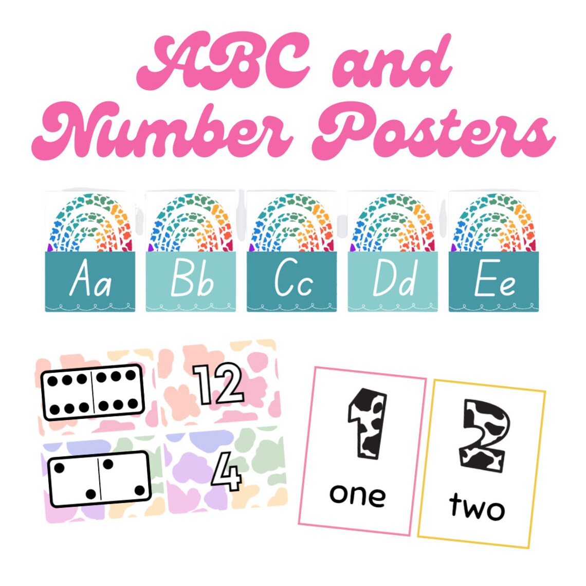 Rainbow Cowprint Classroom Bundle - Etsy