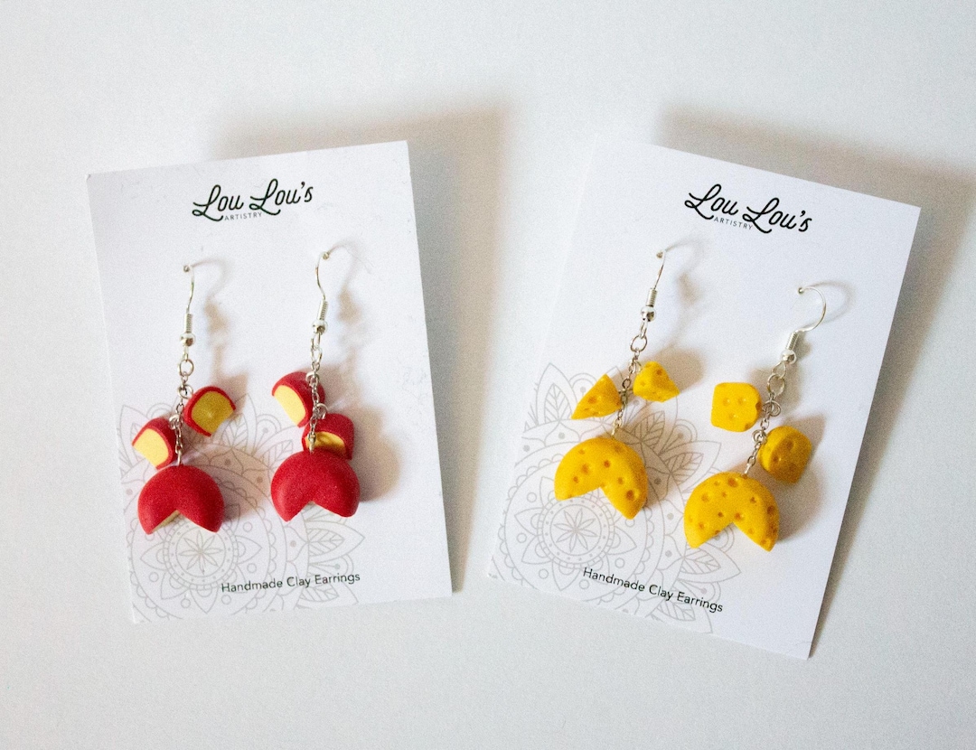 Cheese Earrings // Food Earrings // Clay Jewelry // Cheese Jewelry - Etsy