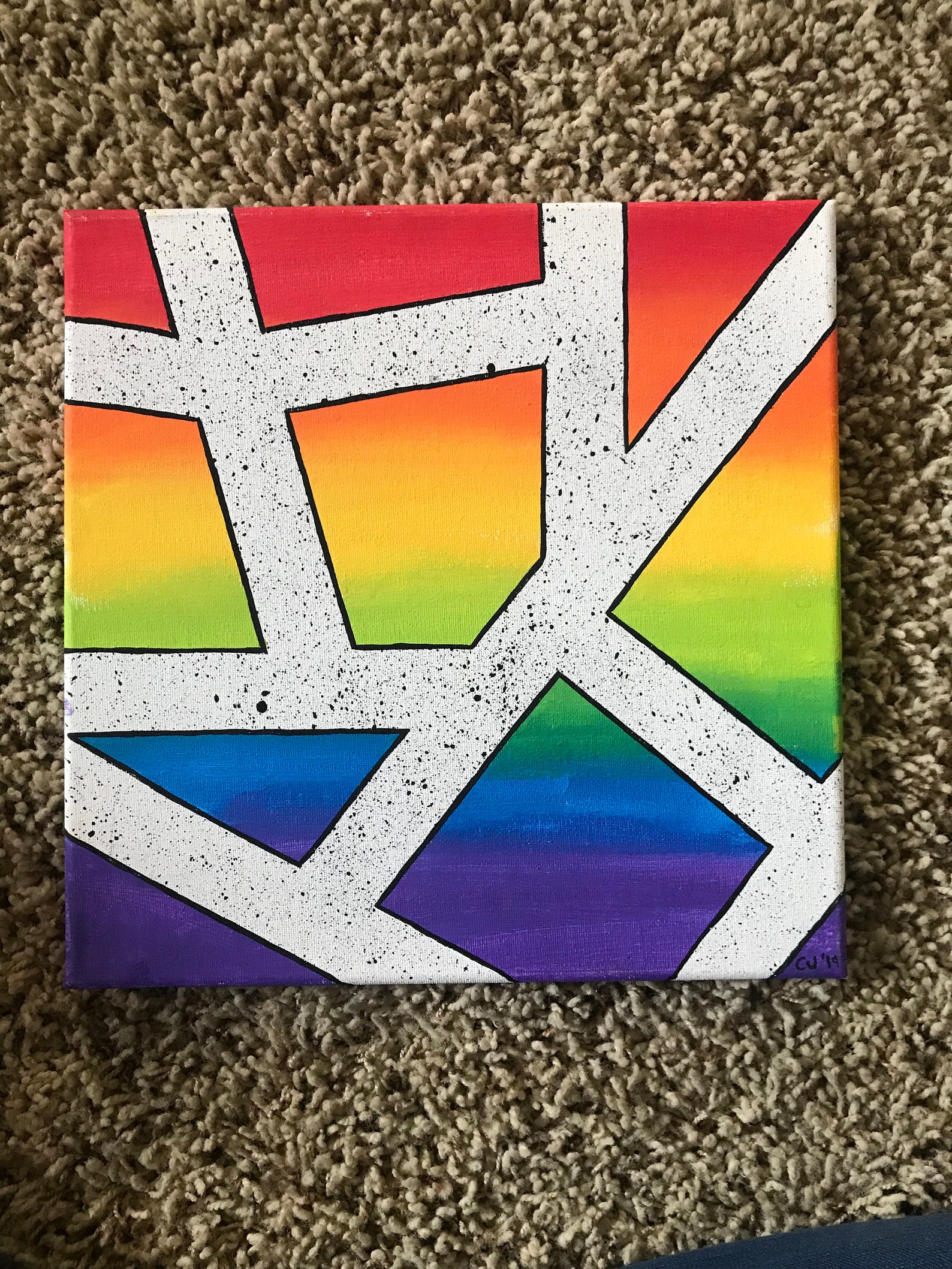 Rainbow Abstract Painting | Etsy