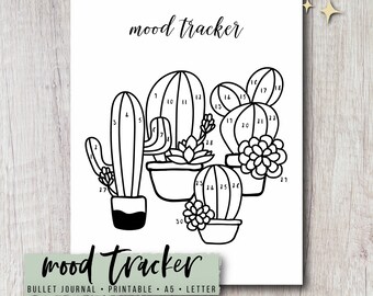 Mood Tracker Printable Insert SUNFLOWER Bullet Journal | Etsy