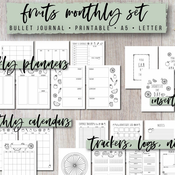 Journal Printable Planner Inserts Set Geometric Floral Undated Template ...