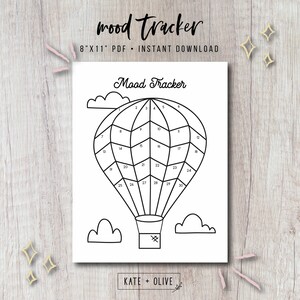 Mood Tracker Printable - Hot Air Balloon | Insert for Journal Bujo ...