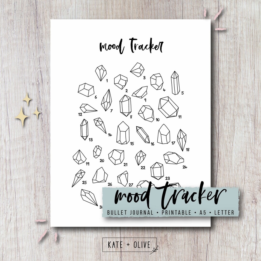 Mood Tracker Printable Insert - Gems | Journal Bujo Planner Template ...