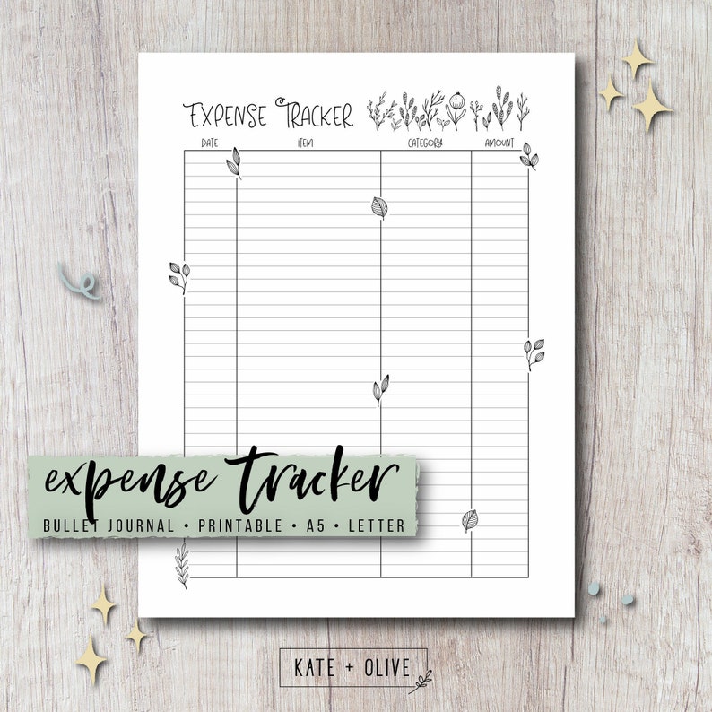 Expense Tracker Printable Template Insert for Journal and Planner ...